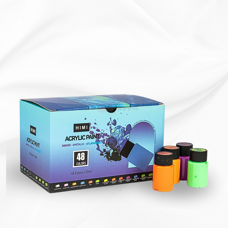 Himi - Fabric Acrylic Paint Bottle Set - 30 ml x 48 colours- Ideal for ...