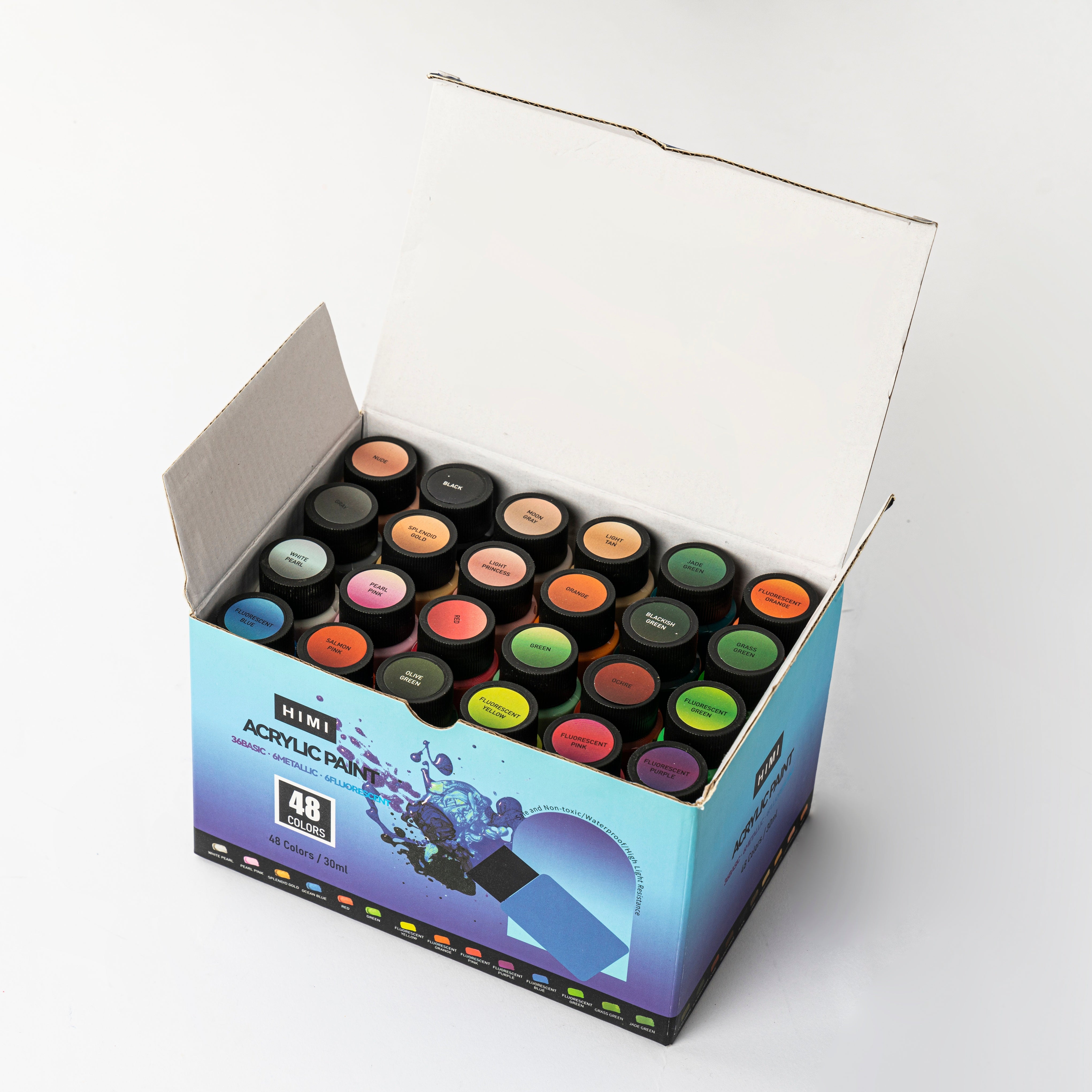 Himi - Fabric Acrylic Paint Bottle Set - 30 ml x 48 colours- Ideal for ...