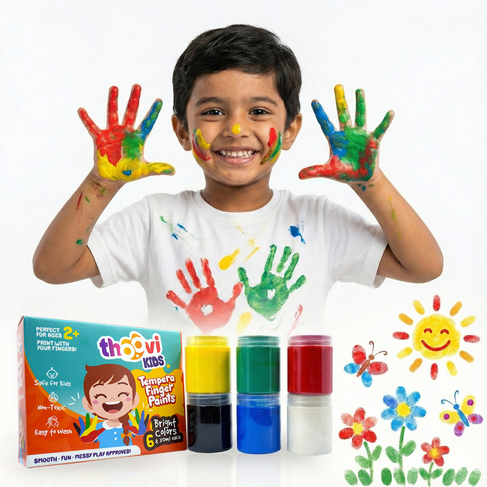 Thoovi - Kids Edition - Tempera Finger Paints - 6 x 80ml – Thoovi Arts